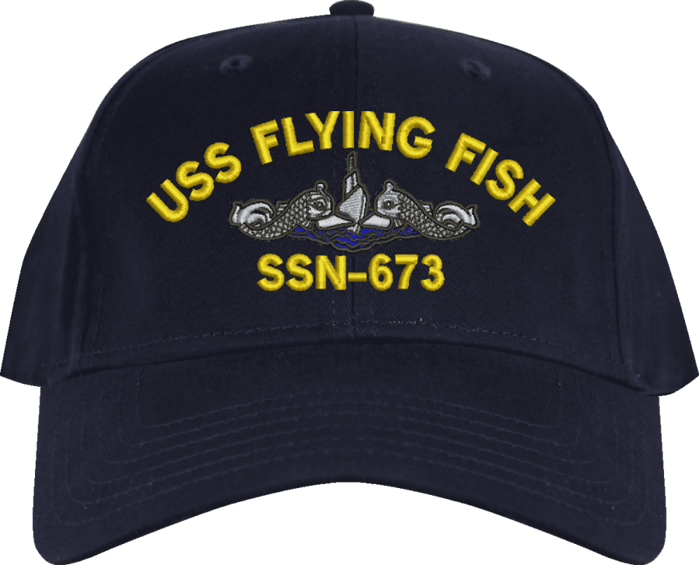 USS Flying Fish SSN-673 with Blue Water Dolphins Custom Embroidered Cap