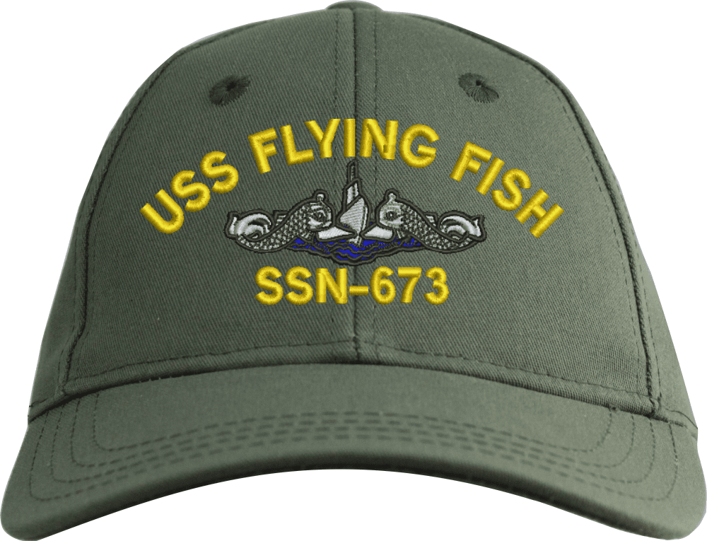 USS Flying Fish SSN-673 with Blue Water Dolphins Custom Embroidered Cap