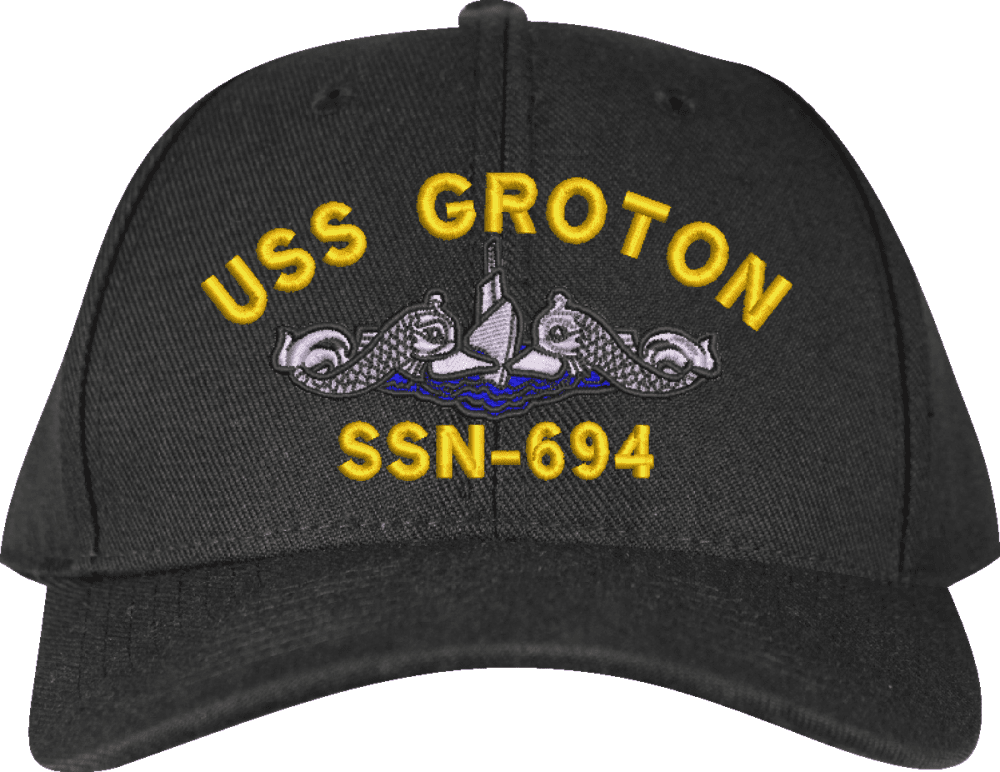 USS Groton SSN-694 with Dolphins Custom Embroidered Cap