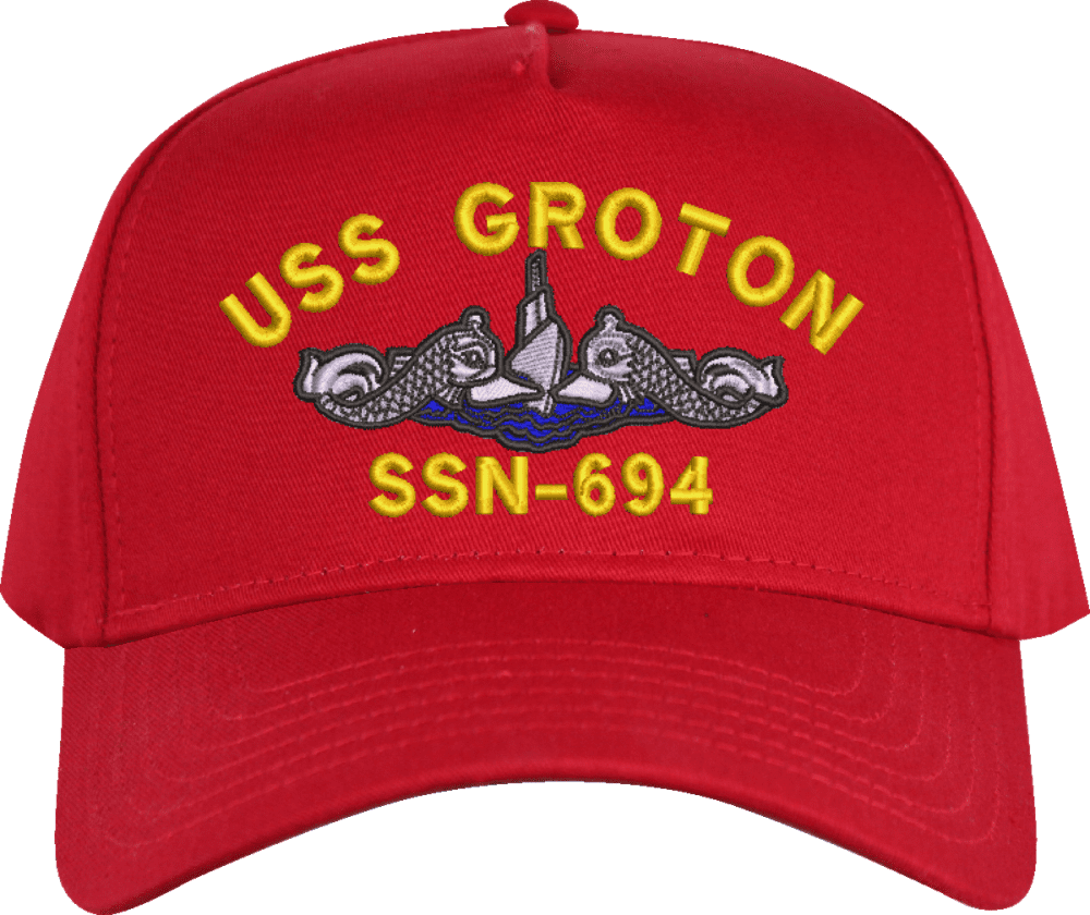 USS Groton SSN-694 with Dolphins Custom Embroidered Cap