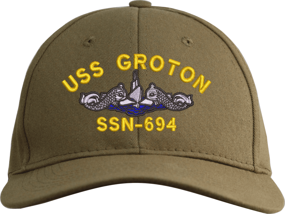 USS Groton SSN-694 with Dolphins Custom Embroidered Cap