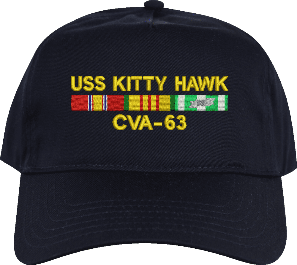 USS Kitty Hawk CVA-63 with Vietnam Service Ribbons Embroidered Cap