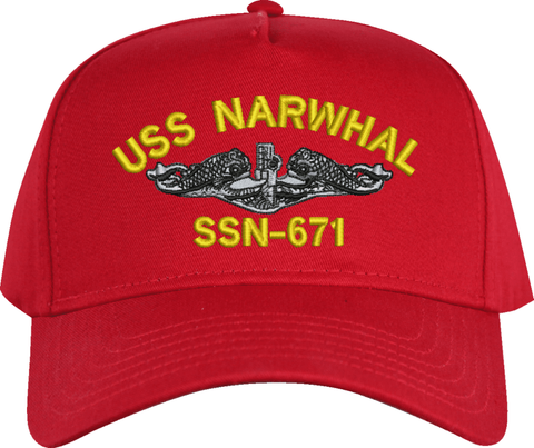USS Narwhal SSN-671 with Dolphins Custom Embroidered Cap