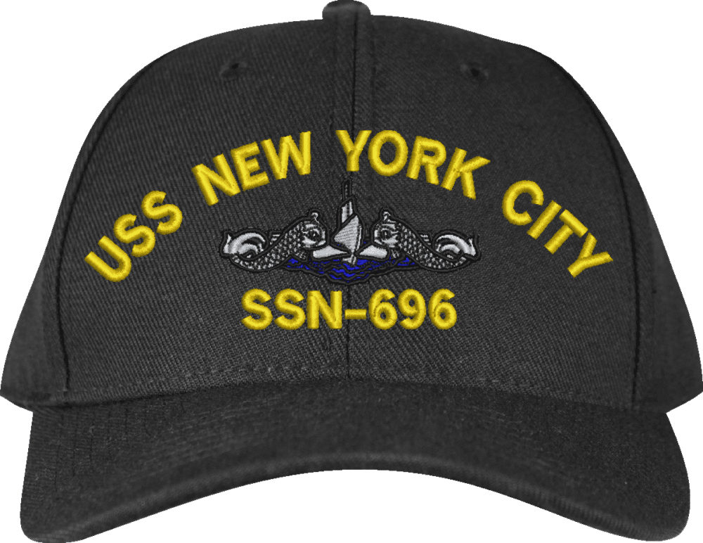USS New York City SSN-696 with Blue Water Dolphins Custom Embroidered Cap
