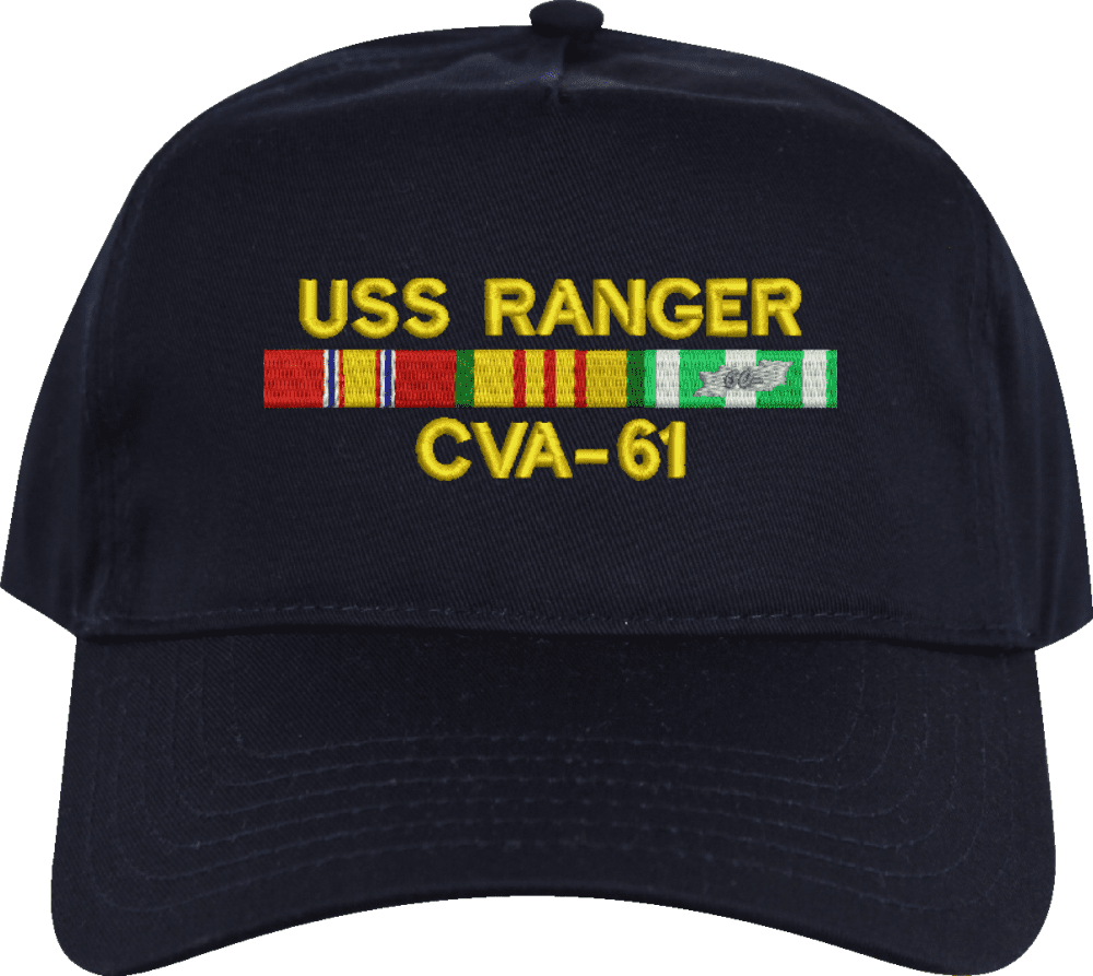 USS Ranger CVA-61 with Vietnam Service Ribbons Embroidered Cap