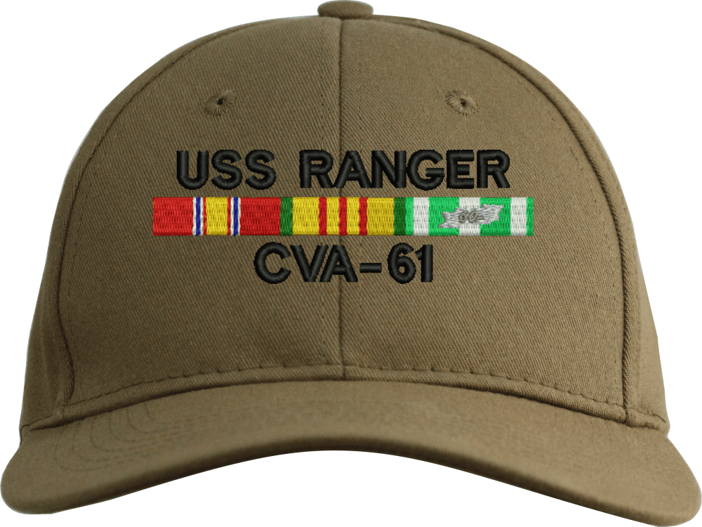 USS Ranger CVA-61 with Vietnam Service Ribbons Embroidered Cap