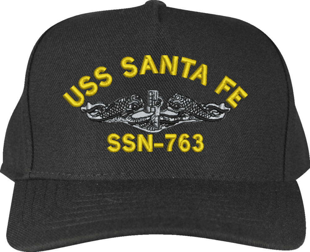 USS Santa Fe SSN-763 with Dolphins Custom Embroidered Cap