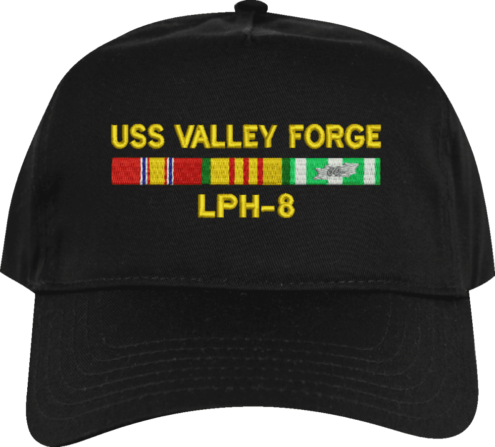 USS Valley Forge LPH-8 with Vietnam Service Ribbons Embroidered Cap