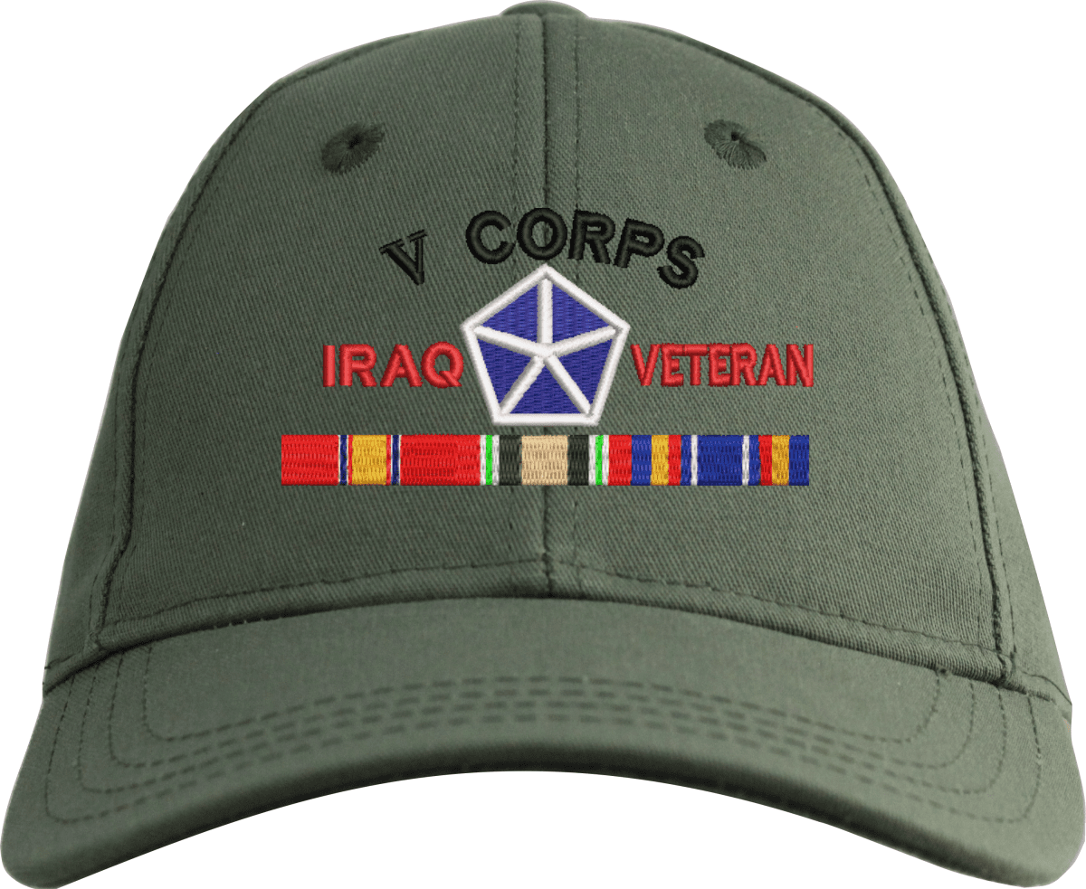 V Corps Iraq Veteran Embroidered Cap with Ribbons