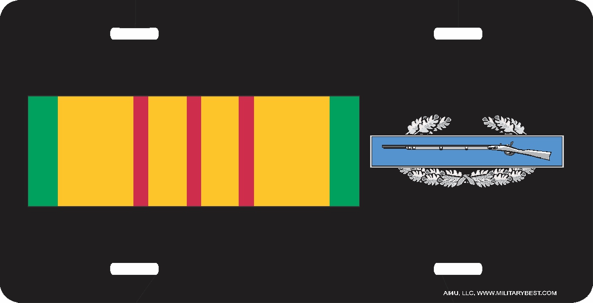 Vietnam Service Ribbon With ( CIB ) Combat Infantry Badge License Plate