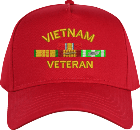 Vietnam Veteran with Four Ribbons Embroidered Cap