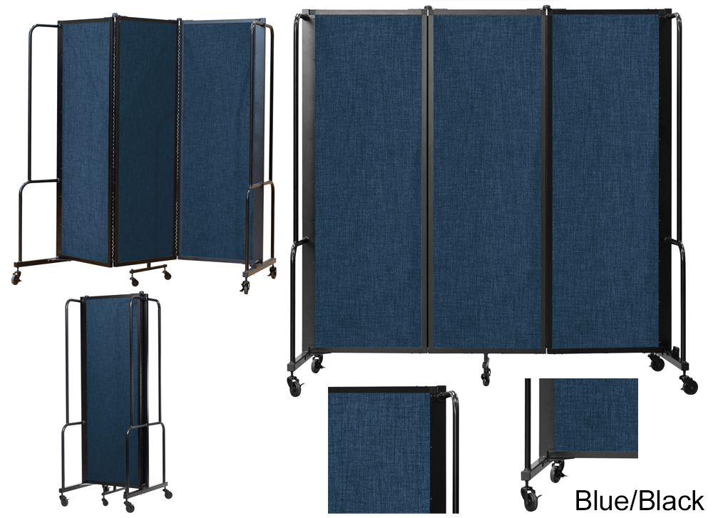 6'W x 6'H Fabric Folding Mobile Room Divider
