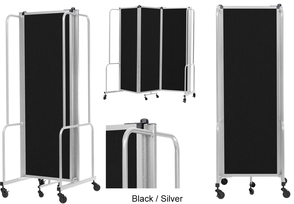 6'W x 6'H Fabric Folding Mobile Room Divider