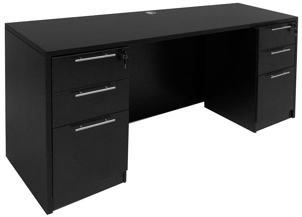 Black Kneespace Credenza