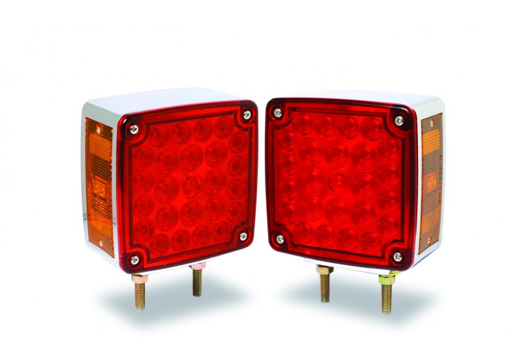 MCR - LED 4-5/8" SQUARE RED/AMBER PEDESTAL LIGHT