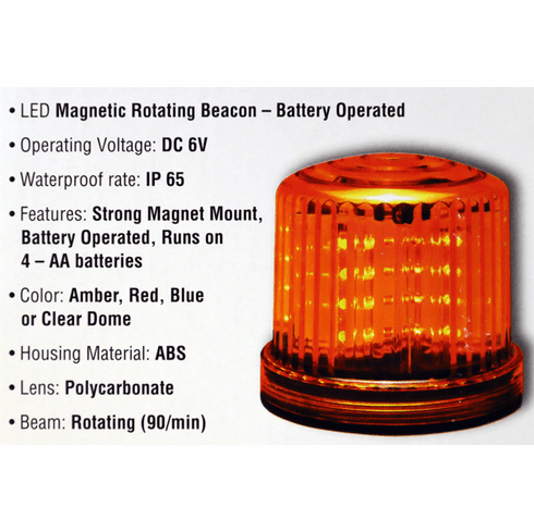 MCR - LED AMBER BATTERY OPERATED MAGNETIC ROTATING BEACON