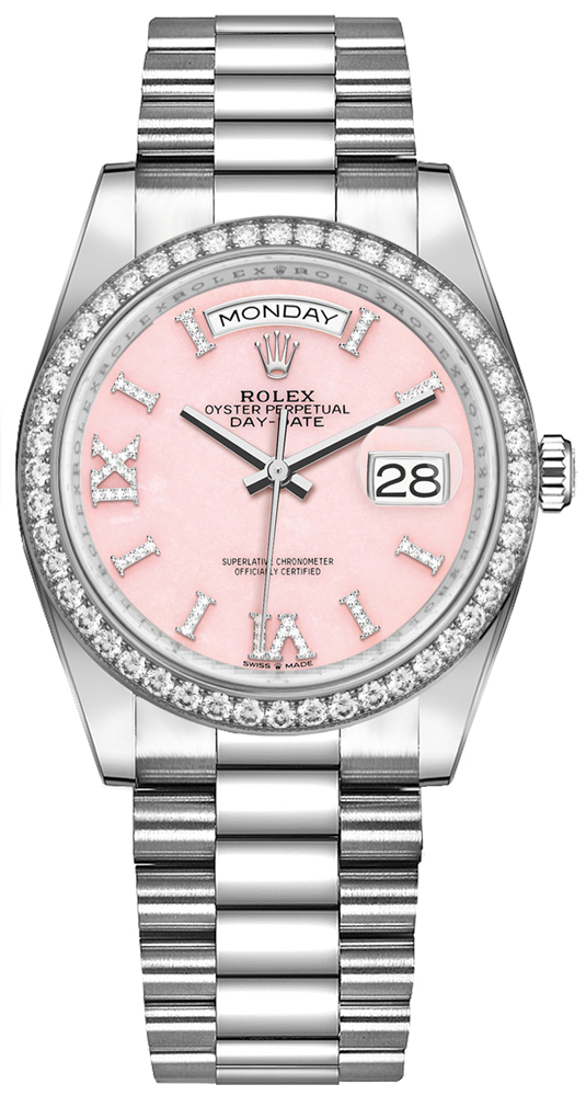 128349RBR Rolex Day-Date 36 Pink Opal Diamond Women’s Watch