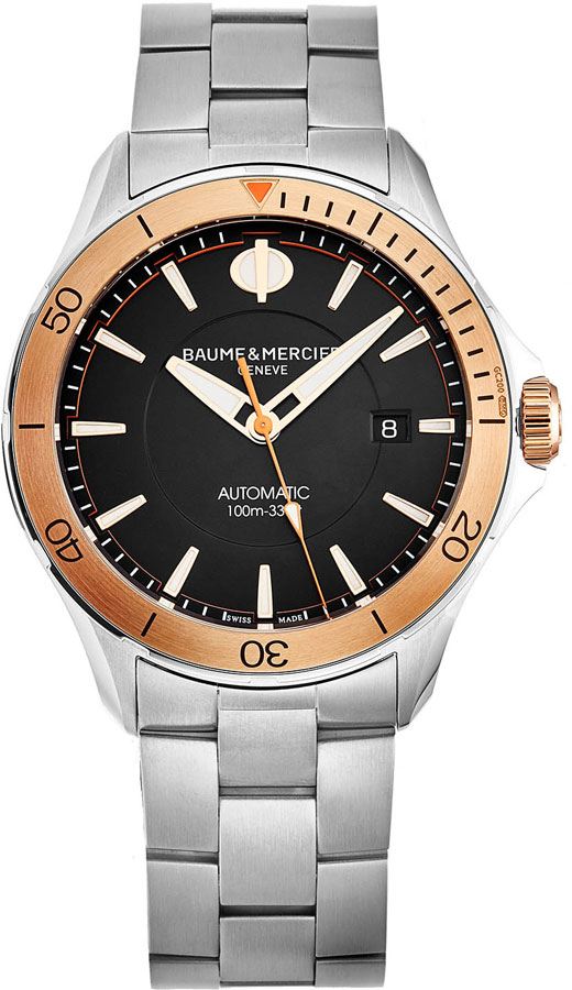 10423 Baume & Mercier Clifton Black Dial Rose Gold Bezel Mens Watch