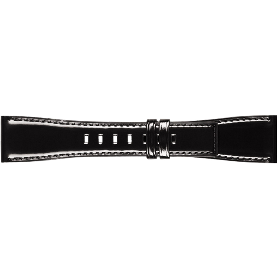 B-V-033 Bell & Ross 24mm Black Patent Leather Strap with White Stitching