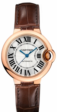 W6920097 33mm Auto - Cartier Ballon Bleu - 18K Rose Gold Brown Leather