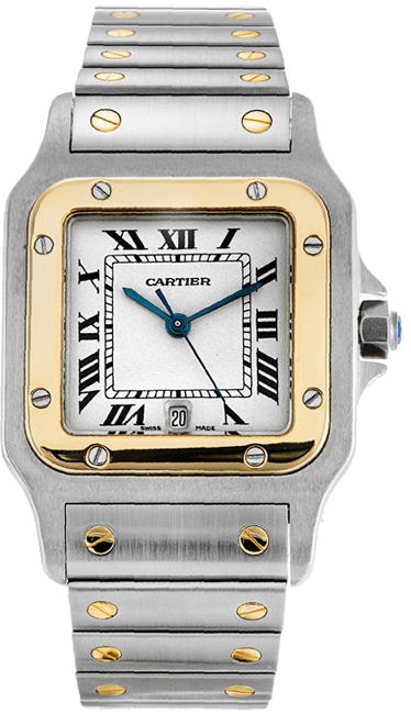 W20011C4 Cartier Santos Mens Gold Steel Watch