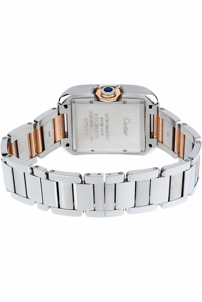 WT100025 -Large Tank Anglaise- 18K Rose Gold Silver Diamond Dial