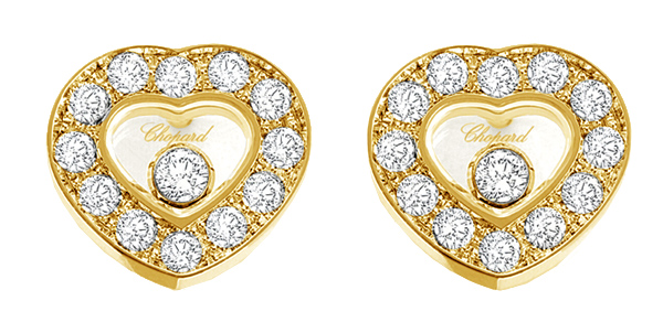 832936-0001 Chopard Diamond Heart Earrings Yellow Gold Women's Earrings