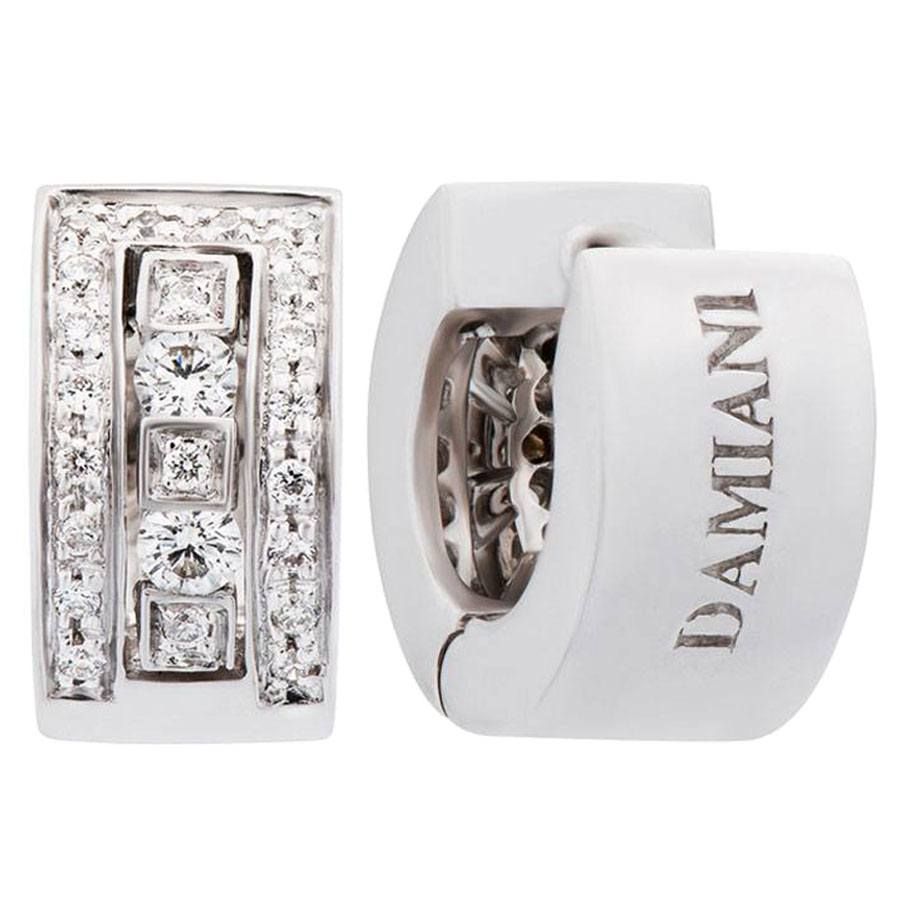 20031644 Damiani White Gold Diamond Hoop Women's Earrings