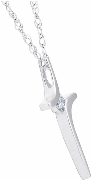 Diamond Floating Cross Set on White Gold Pendant