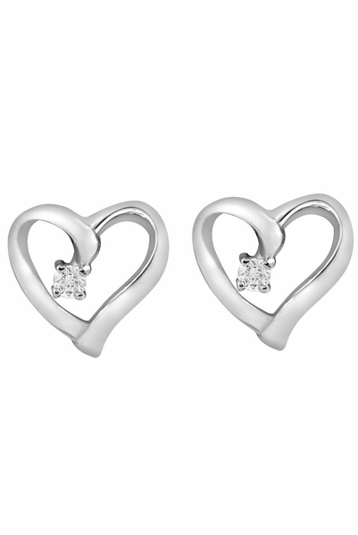 Buy Diamond Heart Earrings, .05 Carat on 14k White gold for Sale
