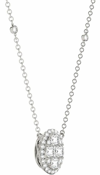 Oval Shaped White Gold Diamond Pendant Women's Necklace