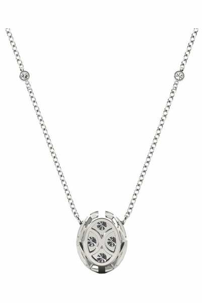 Oval Shaped White Gold Diamond Pendant Women's Necklace