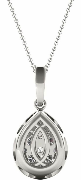 New 18k White Gold Diamond Oval Pendant Women's Necklace
