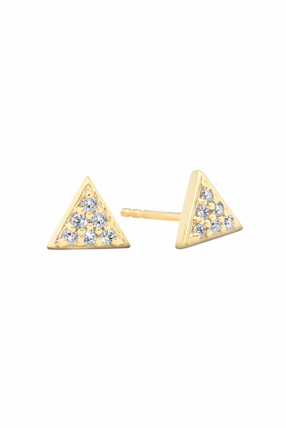 Diamond Triangle Earrings Set on 14k Yellow Gold for Sale