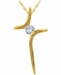 Diamond Floating Cross Pendant, 0.05 Carat on Yellow Gold
