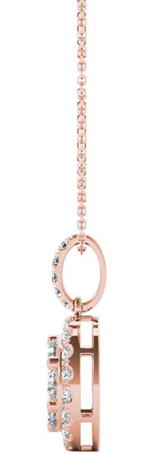 Rose Gold Diamond Round Shaped Pendant Women's Necklace