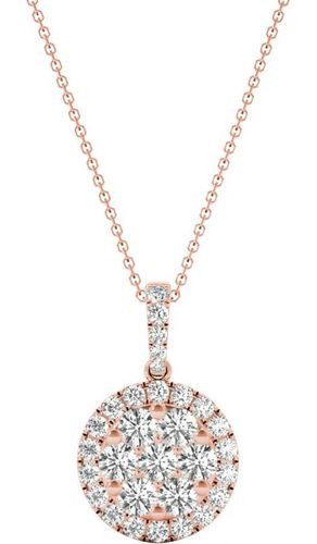 Rose Gold Diamond Round Shaped Pendant Women's Necklace