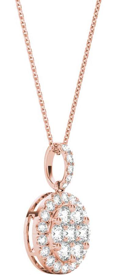 Rose Gold Diamond Round Shaped Pendant Women's Necklace