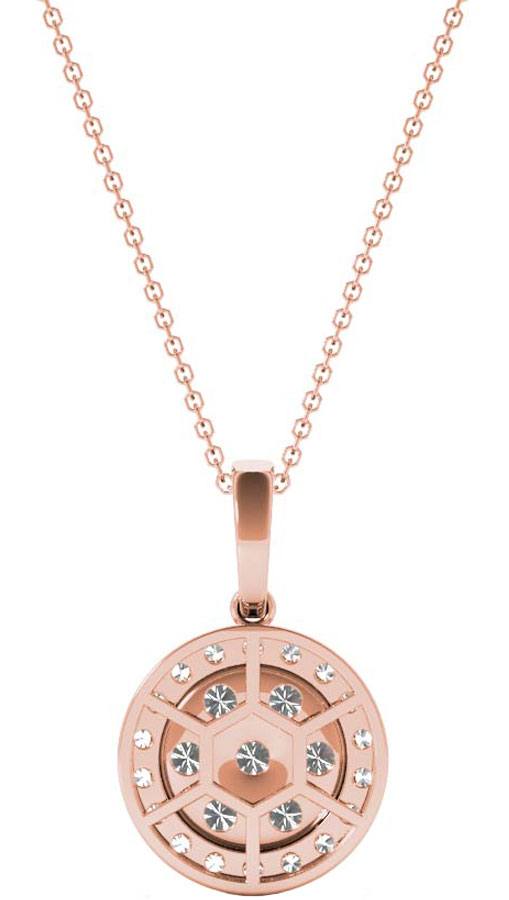 Rose Gold Diamond Round Shaped Pendant Women's Necklace
