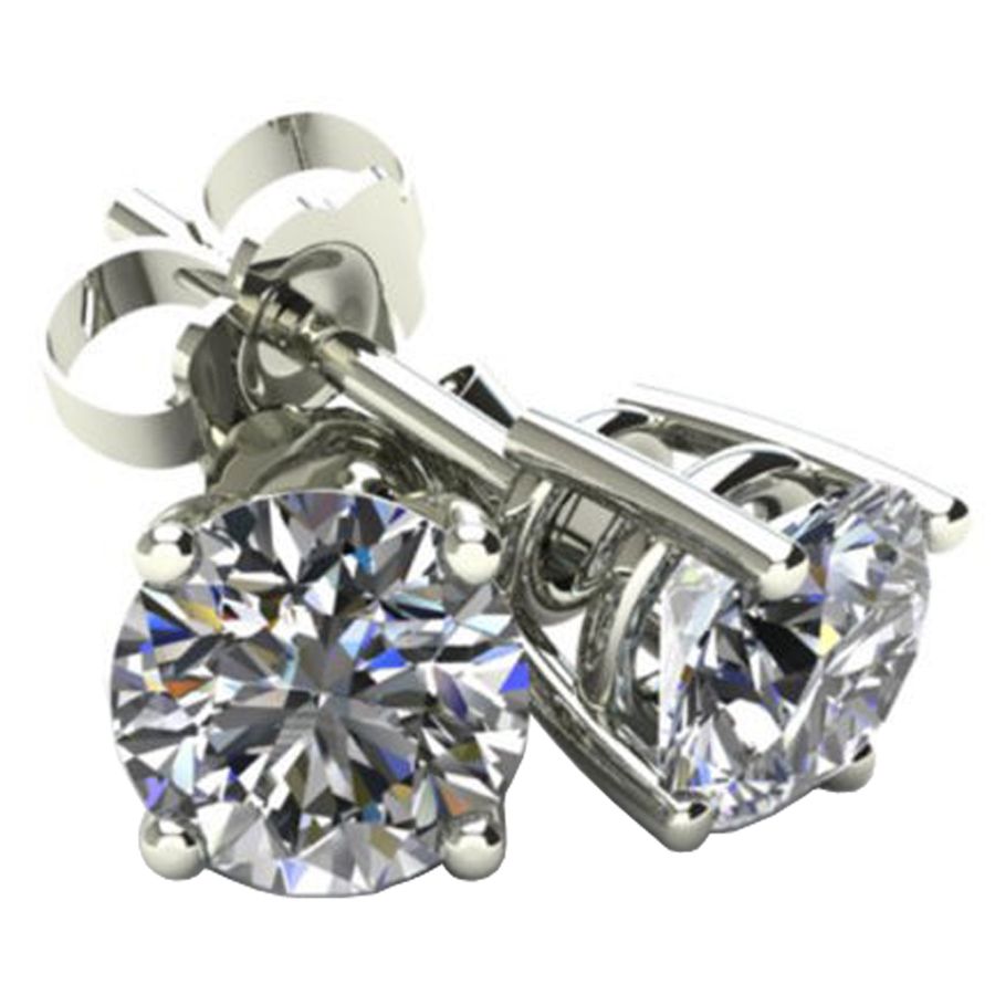 Buy Diamond Stud Basket Earrings, 1.5 Carat on 14k White Gold