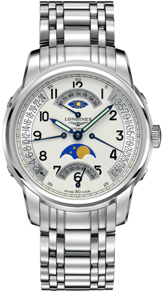 L2.764.4.73.6 Longines The Saint-Imier Mens Automatic GMT Moonphase Watch