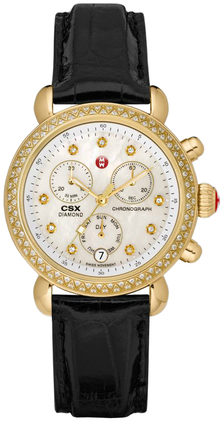New Michele CSX Signature MWW03M000143 Gold Tone Watch MOP Dial Diamond ...