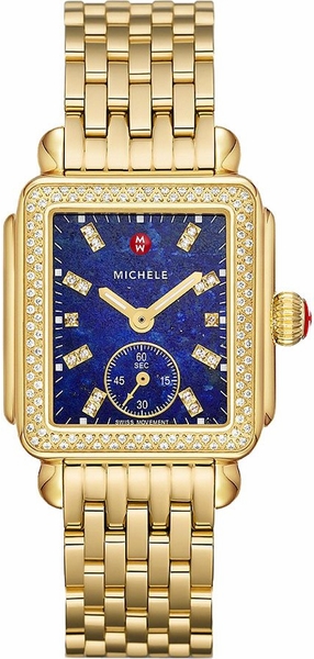 MWW06V000126 Michele Deco Mid Gold Diamond Lapis Blue Dial Womens Watch