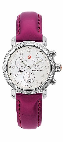 MWW03C000364 Michele CSX-36 Diamond Fuschia Leather Strap Ladies Quartz ...