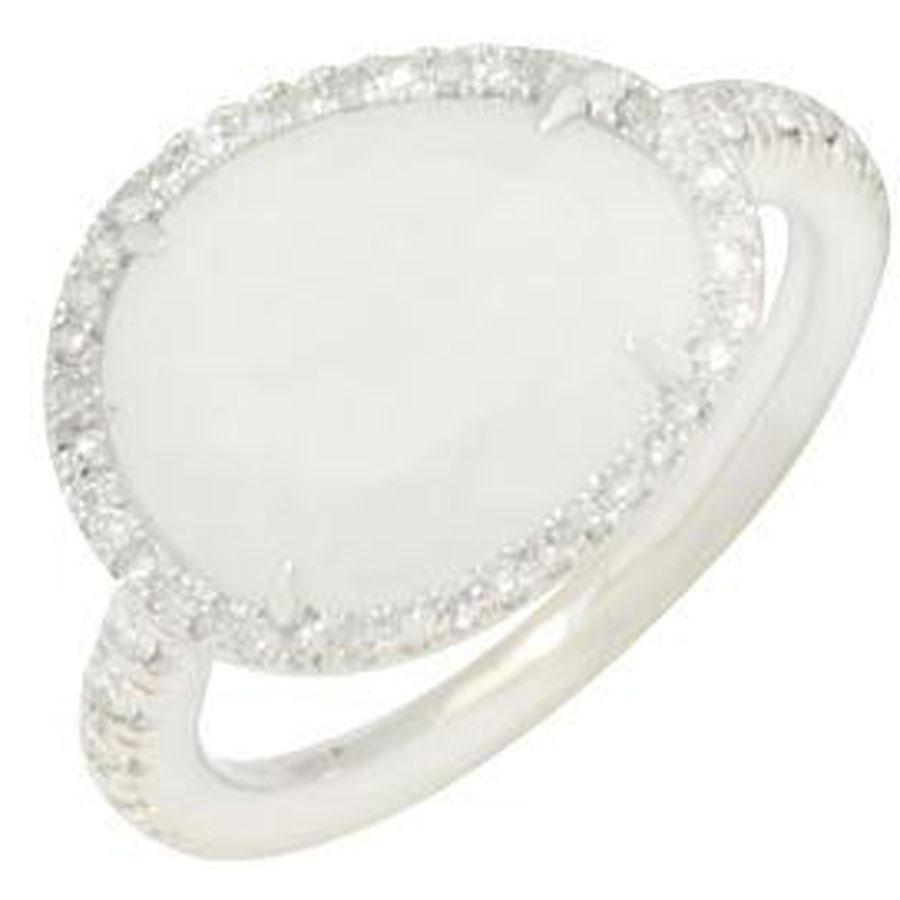 A327B8MSB-48 Mimi Milano 18k White Gold Diamond Moon Stone Ring