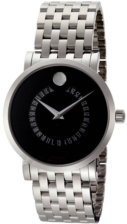 0606284 Movado Mens Red Label Black Dial Stainless Steel Case ...