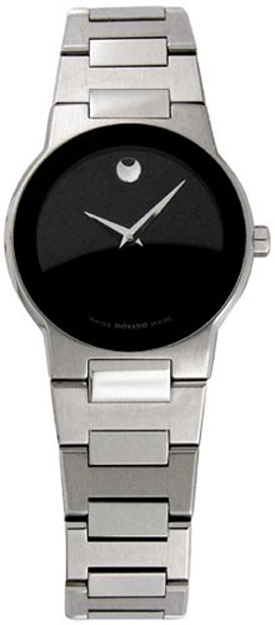 0605806 Movado Safiro Ladies Black Quartz Watch - AuthenticWatches.com