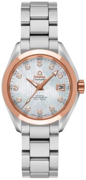 FREE Overnight Shipping Ladies Omega Aqua Terra 23120302055003 MOP Dial ...