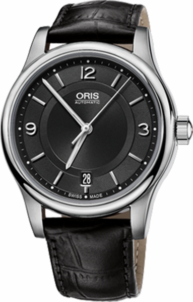 73375784034LS Oris Classic Date Mens Black Strap Automatic Watch