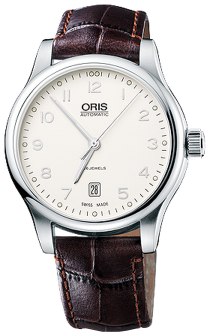 Brand New Oris Classic Date 73375944091LS Silver Dial Brown Strap ...